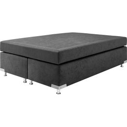 Westfalia Schlafkomfort Boxspringbett &raquo;Holland&laquo; ohne Kopfteil, frei im Raum stellbar grau Microvelours (100% Polyester) Microvelours Kaltschaum-Topper, Liegefl&auml;che B/L: 140cm