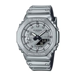 Casio G-Shock Herren Casio G-SHOCK Chronograph Quarzuhr, Armbanduhr, Herrenuhr, Silikonarmband, analog, digital silber Einheitsgr&ouml;&szlig;e