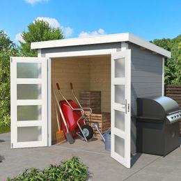 Lasita Maja Gartenhaus &raquo;Zambezi 1&laquo; Blochbohlenhaus 28mm grau Massivholz ohne Fu&szlig;boden, ohne Dacheindeckung