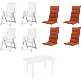ProGarden Garten-Essgruppe &raquo;Tampa + Faro&laquo; Set, 9 tlg. bestehend aus 4 Sessel, 4 Auflagen und 1 Tisch Baumwollmix, Polypropylen B/H/T: 85cm x 137cm x 109cm, 