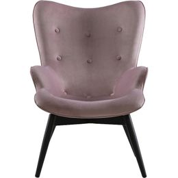 Salesfever Sessel &raquo;Komfortabler Relaxsessel zum Entspannen&laquo; 1 Stk. tlg. Zierkn&ouml;pfe in der R&uuml;ckenlehne rosa 100% Polyester Samtoptik, Rose,Samtoptik, B