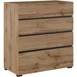 OTTO home Schubkastenkommode &raquo;Cross, moderne grifflose Kommode, 80x40x85cm (BxTxH)&laquo; Schubladenschrank, Sideboard mit 4 Schubkasten braun B/H/T: 80cm x