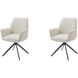 Musterring Esszimmerstuhl &raquo;Tiama&laquo; (Set) 2 Stk.Stativgestell aus Eisen schwarz, 180&deg; drehbar, Stoff Cord oder Boucl&eacute; beige Eisen B/H/T: 63cm x 91cm x 65cm, 2 Stk.