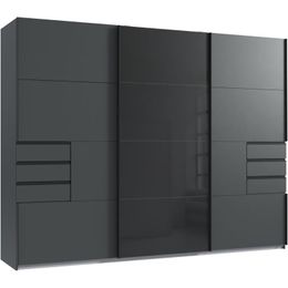 wimex Schwebet&uuml;renschrank &raquo;Tilburg&laquo; mit Glaselementen schwarz Holzwerkstoff Grafit, B/H/T: 270cm x 208cm x 65cm, Schubladen: 6 Stk. T&uuml;ren: 3 Stk.