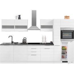 KOCHSTATION K&uuml;chenzeile &raquo;KS-Luhe&laquo; 330 cm breit, wahlweise mit oder ohne E-Ger&auml;ten, gefr&auml;ste MDF-Fronten wei&szlig; B/H/T: 330cm x 60cm, inkl. E-Ger&auml;te (