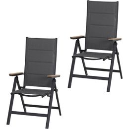 siena GARDEN Gartensessel &raquo;Tesoro Klappsessel 2er-Set FSC&laquo; Set, 2 Stk. tlg. Alu, Textil, Teak FSC 100 % B/H/T: 60,5cm x 111cm x 69cm
