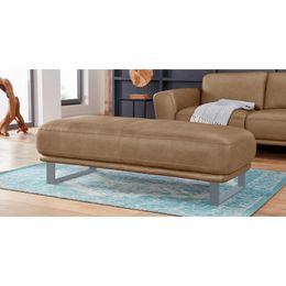 W.Schillig Hocker &raquo;montanaa&laquo; mit Metallkufen in Silber matt, Breite 141 cm braun B/H/T: 141cm x 42cm x 61cm, Longlife Xtra-Leder Z69
