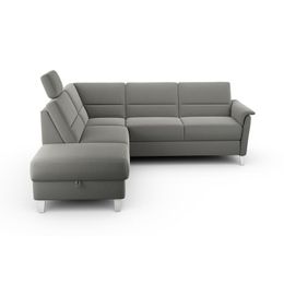 Quelle optional Schlaffunktion & Bettkasten, Federkern silber 100% Polyester B/H/T: 236cm x 89cm x 212cm, Struktur, Ottomane links,mit Bettfunktion,mit 