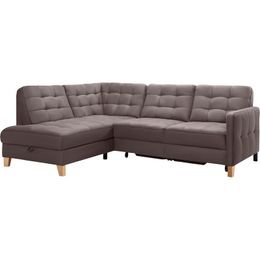 exxpo - sofa fashion Ecksofa &raquo;Elio, kompakt & bequem, zeitloses Design, Breite 228cm, L-Form&laquo; wahlweise mit Bettfunktion und Bettkasten braun B/H/T: 