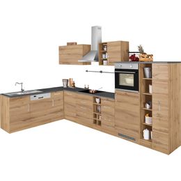 KOCHSTATION Winkelk&uuml;che &raquo;KS-Colmar&laquo; mit E-Ger&auml;ten, Stellbreite 210/360 cm braun B/H/T: 210cm x 360cm
