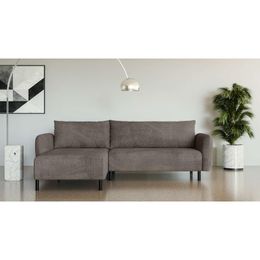 Home Affaire Ecksofa &raquo;Glandine&laquo; L-Form braun 100% Polyester B/H/T: 233cm x 82cm x 177cm, Chenille-Struktur, Recamiere links