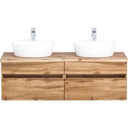 Welltime Waschbeckenschrank &raquo;Lienz&laquo; braun MDF wotaneiche, B/H/T: 120cm x 54,5cm x 47cm, Schubladen: 2 Stk.