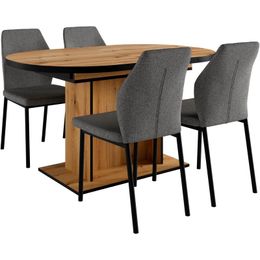 OTTO home Essgruppe &raquo;Basel, Tischgruppe mit 4 St&uuml;hlen, Esstisch ausziehbar 140 - 180 cm&laquo; Set, Otto's DAUERTIEFPREIS, 5 Stk. tlg. BESTSELLER, 