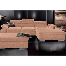 Sit & More sit&more Ecksofa &raquo;Alcudia L-Form&laquo; wahlweise mit Schlaffunktion braun Struktur;Luxus-Kunstleder;Primabelle -Microfaser B/H/T: 286cm x 73cm x 174cm, 