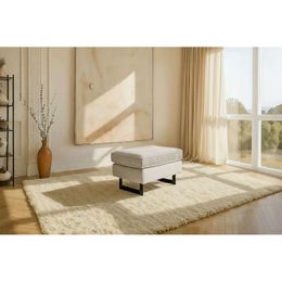 OTTO home Polsterhocker &raquo;Pinto&laquo; mit Keder, Metallf&uuml;&szlig;en und auch in Cord Bezug erh&auml;ltlich beige 100% Polyester B/H/T: 76cm x 48cm x 56cm, Chenille-