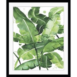 queence Bild &raquo;Heidi&laquo; Bl&auml;tter Kunst Pflanzen Pflanzenbilder HD Premium Poster-Druck inkl. Holzrahmen gr&uuml;n Acrylglas, Holz, Papier B/H/T: 50cm x 70cm, 