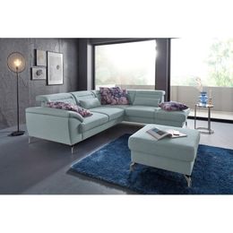 Sit & More sit&more Ecksofa &raquo;Percy L-Form&laquo; 12 cm Fu&szlig;h&ouml;he, Sitztiefenverstellung, wahlweise in 2 Fu&szlig;farben blau B/H/T: 270cm x 235cm, Feinstruktur, Ottomane 