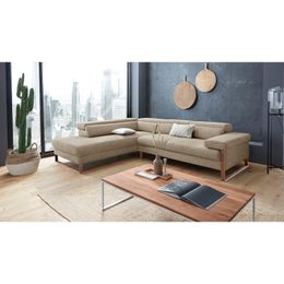 W.Schillig Ecksofa &raquo;finn, Designsofa mit tollem Sitzkomfort, bequem, L-Form&laquo; German Design Award 2016, Fu&szlig;gestell Nussbaum natur, Breite 281 cm braun 