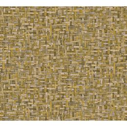 ARCHITECTS PAPER Vliestapete &raquo;Jungle Chic&laquo; Flechtoptik Motiv gemustert glatt Tapete Holzoptik Tapeten Wohnzimmer Schlafzimmer K&uuml;che Flur Design gelb Vlies B/L: 0,53m x