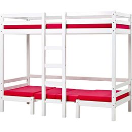 Hoppekids Hochbett &raquo;Kinderbett ECO Dream, Einzelbett, Juniorbett 90x200&laquo; 5 verschiedene Farben: Wei&szlig;, Gr&uuml;n, Blau, Rosa, Grau wei&szlig; kein H&auml;rtegrad, 