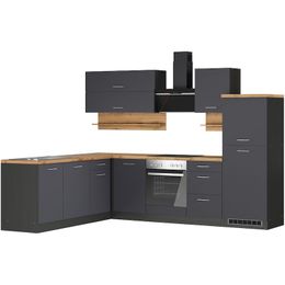 KOCHSTATION Winkelk&uuml;che &raquo;KS-Milan&laquo; Stellbreite 280/220 cm, viel Stauraum, wahlweise mit E-Ger&auml;ten grau B/H/T: 280cm x 200cm x 60cm, ohne E-Ger&auml;te