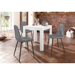 OTTO home Essgruppe Set, 5 Stk. tlg. mit Esstisch 80 cm breit wei&szlig; B/H/T: 80cm