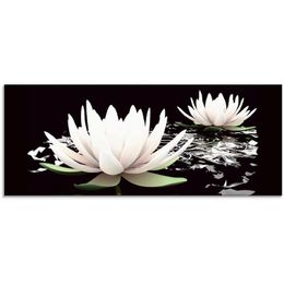 Artland Glasbild &raquo;Zwei Lotusblumen auf dem Wasser&laquo; Blumen 1 Stk. tlg. in verschiedenen Gr&ouml;&szlig;en schwarz B/H/T: 125cm x 50cm, Glasbild Blumen, 1 Stk.