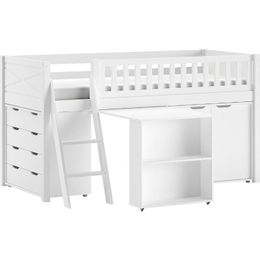 Vipack Spielbett Made in Europe, mit viel Funktion auf kleinem Raum, LF 90x200 cm, Kiefer wei&szlig; lackiert wei&szlig; Das Bett ist Kiefer massiv;Die Beim&ouml;bel MDF 