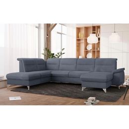 Sit & More sit&more Wohnlandschaft &raquo;Astoria U-Form&laquo; wahlweise mit motorischer Relaxfunktion grau 100% Polyester B/H/T: 327cm x 91cm x 225cm, Flachgewebe, 