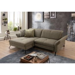 set one by Musterring Ecksofa &raquo;SO 4400 V&laquo; wahlweise mit motorischer Bettfunktion & Kopfverstellung, Fu&szlig; schwarz gr&uuml;n 100% Polyester B/H/T: 259cm x 