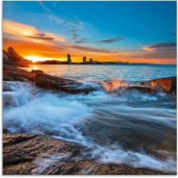 Artland Glasbild &raquo;Sonnenuntergangszeit am Hua-Hin Strand&laquo; Gew&auml;sser 1 Stk. tlg. in verschiedenen Gr&ouml;&szlig;en blau B/H/T: 20cm x 20cm, Glasbild Gew&auml;sser, 1 Stk.