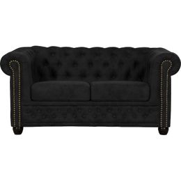 Home Affaire Chesterfield-Sofa &raquo;Rysum&laquo; Chesterfield-Optik, in 2 Bezugsqualit&auml;ten grau Luxus-Microfaser Lederoptik (100% Polyester) B/H/T: 148cm x 72cm