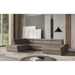 Sit & More sit&more Wohnlandschaft &raquo;U-Form&laquo; mit verstellbaren Kopfteilen, wahlweise mit Schlaffunktion braun 100% Polyester B/H/T: 345cm x 79cm x 213cm, Luxus-