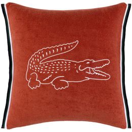 Lacoste Dekokissen &raquo;LBREAK&laquo; Mit -Krokodil in wei&szlig;er Stickerei rot Baumwolle, Polyester B/L: 45cm x 45cm, 1 Stk.