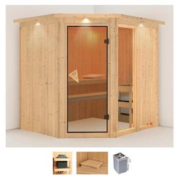 Karibu Sauna &raquo;Frigga 2&laquo; Set, Ofen 9 kW integr. Strg beige Saunaofen, integrierte Steuerung, 9 kW