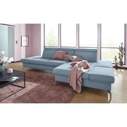 Sit & More sit&more Ecksofa &raquo;Brisbane L-Form&laquo; Fu&szlig;h&ouml;he 15 cm, inklusive Sitztiefen-, Armteil- und Kopfteilverstellung blau Soft clean (98% Polyester, 2% Polyamid)