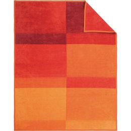 Ibena Wohndecke &raquo;Sorrento Jacquard&laquo; sanfter Farbverlauf, Kuscheldecke orange Baumwolle, Kunstfaser B/L: 150cm x 200cm