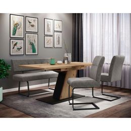 Hela Essgruppe &raquo;Luise I G Tisch Sitzbank St&uuml;hle&laquo; Set, 4 Stk. tlg. Ausziehtisch 140 - 180 cm Esszimmer Bestseller braun Microfaser VINTAGE, 