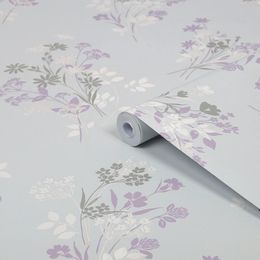Laura Ashley Vliestapete &raquo;Igerna&laquo; floral gebl&uuml;mt texturiert 10mx52cm blau Vlies B/L: 0,52m x 10m, Rollen: 1