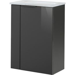 Fackelmann Waschtisch &raquo;SBC&laquo; Set, bestehend aus Becken und Unterbau, Breite ca. 45 cm grau Glas, Holzwerkstoff B/H/T: 45cm x 61,5cm x 25cm