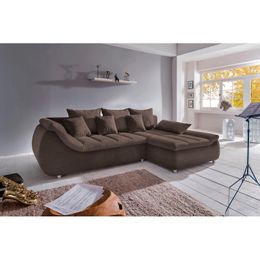 Home Affaire Ecksofa &raquo;Imola, bequem, aktuelle Steppung im Sitz, L-Form, Breite 270cm&laquo; wahlweise mit Bettfunktion braun Microfaser PRIMABELLE (100% 