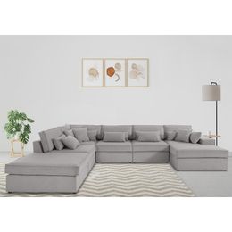 OTTO home Wohnlandschaft &raquo;Florid U-Form&laquo; 6 Teile, bestehend aus Modulen, viele Bezugsqualit&auml;ten, auch in Cord grau Baumwollmix (60% Baumwolle/40% 