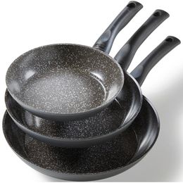 Stoneline Pfannen-Set &raquo;CERAMIC&laquo; Aluminium Set, je 1 Bratpfanne &Oslash; 20/24/28 cm, H: 4,5/5/5,5 cm, - 1,0/1,7/2,7 l, 3 Stk. tlg. Induktion grau &Oslash; 28cm