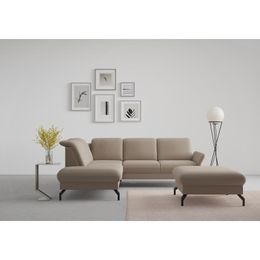 Sit & More sit&more Ecksofa &raquo;Fashion L-Form&laquo; wahlweise mit Kopfteilverstellung und Vorziehsitz, motorisch grau B/H/T: 250cm x 84cm x 207cm, Soft clean, Ottomane 