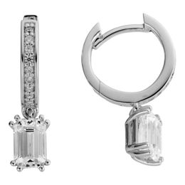 Firetti Damen Paar Creolen &raquo;Schmuck Geschenk Gold 333 Ohrschmuck Ohrringe Baguette Lab Grown&laquo; mit Brillanten silber 1,42, 1,42 VS = sehr kleine 