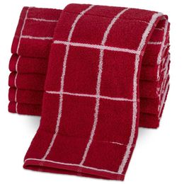 Ross Gaestehandtuecher &raquo;&Uuml;berkaro 9032&laquo; 100% Baumwolle, made in Germany rot Frottier, Frottier B/L: 30cmx50cm, 6 Stk., Karo Streifen, 6 G&auml;stehandt&uuml;cher