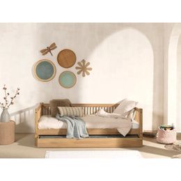 Vipack Einzelbett &raquo;Forrest 90/200 aus massiver Eiche, Oberfl&auml;che ge&ouml;lt, stabil gebaut&laquo; B/H/T ca. 207,5x68x97,5cm, inkl. Massivholz Rolllattenrost, aus 