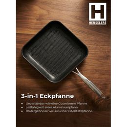 HENSSLERS Bratpfanne &raquo;Premium, aus Edelstahl, Eckpfanne mit Wabenstruktur, 28 cm&laquo; Edelstahl 18/10 1 tlg. schwarz H&ouml;he 5cm