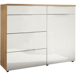 Wiemann Kombikommode &raquo;Como&laquo; vormontiert wei&szlig; Floatglas, Holzwerkstoff, Metall B/H/T: 100cm x 91,2cm x 43cm, 5 Stk., 1 Stk.