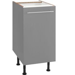 Optifit Unterschrank &raquo;Bern&laquo; 40 cm breit, mit 1 T&uuml;r mit h&ouml;henverstellbaren F&uuml;&szlig;en, mit Metallgriff grau B/H/T: 40cm x 87cm x 58,4cm